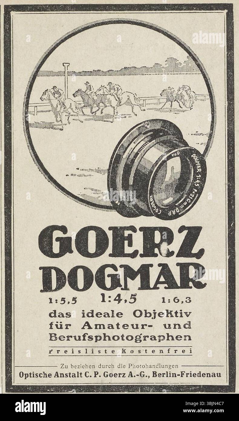 'Goerz Dogmar, Werbung 1919' is a German advertisement for Goerz Dogmar ...