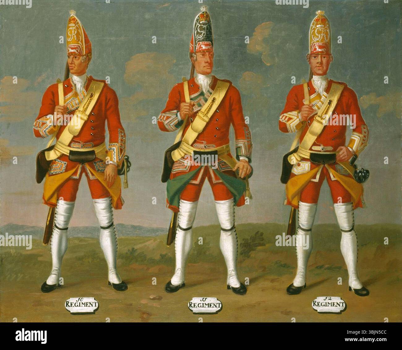 David Morier’s 1751 oil painting depicts grenadiers from the 10th, 11th ...