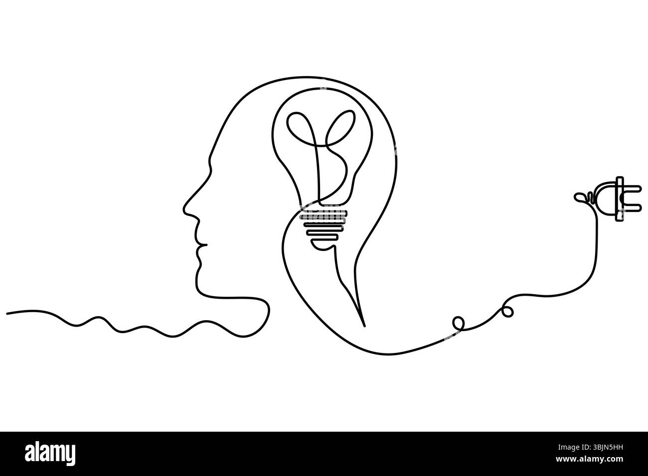 Light Bulb single line drawing of isolated continuous outline idea ...
