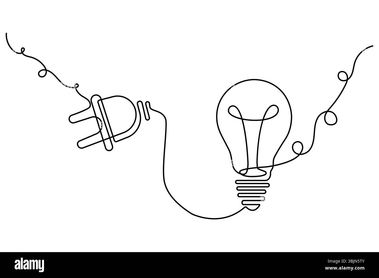 Light Bulb single line drawing of isolated continuous outline idea ...