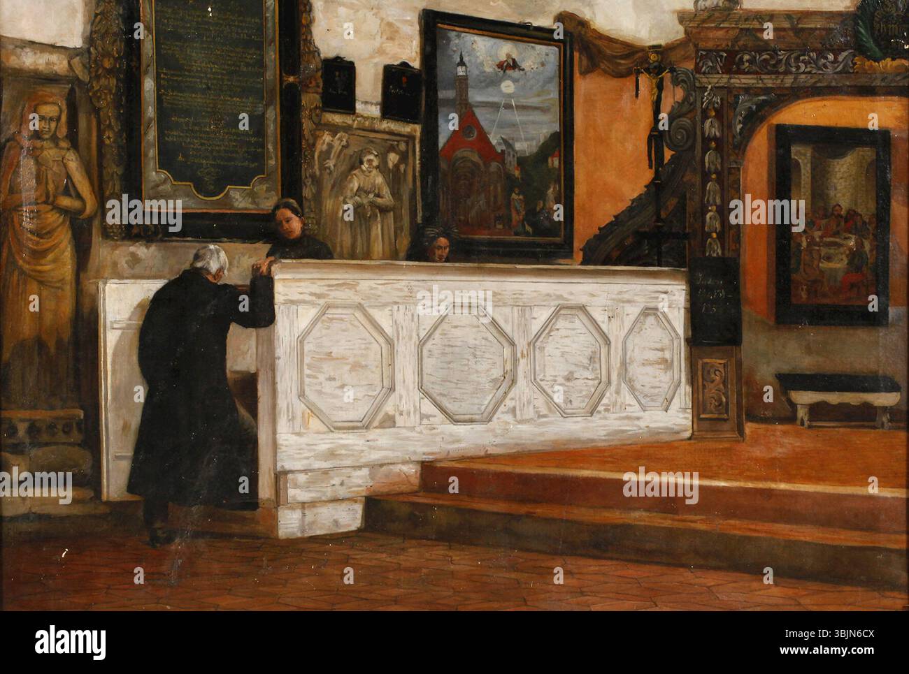 Erich Hammer’s painting of the interior of the St. Peter and Paul Church in Oberweimar, Germany ...