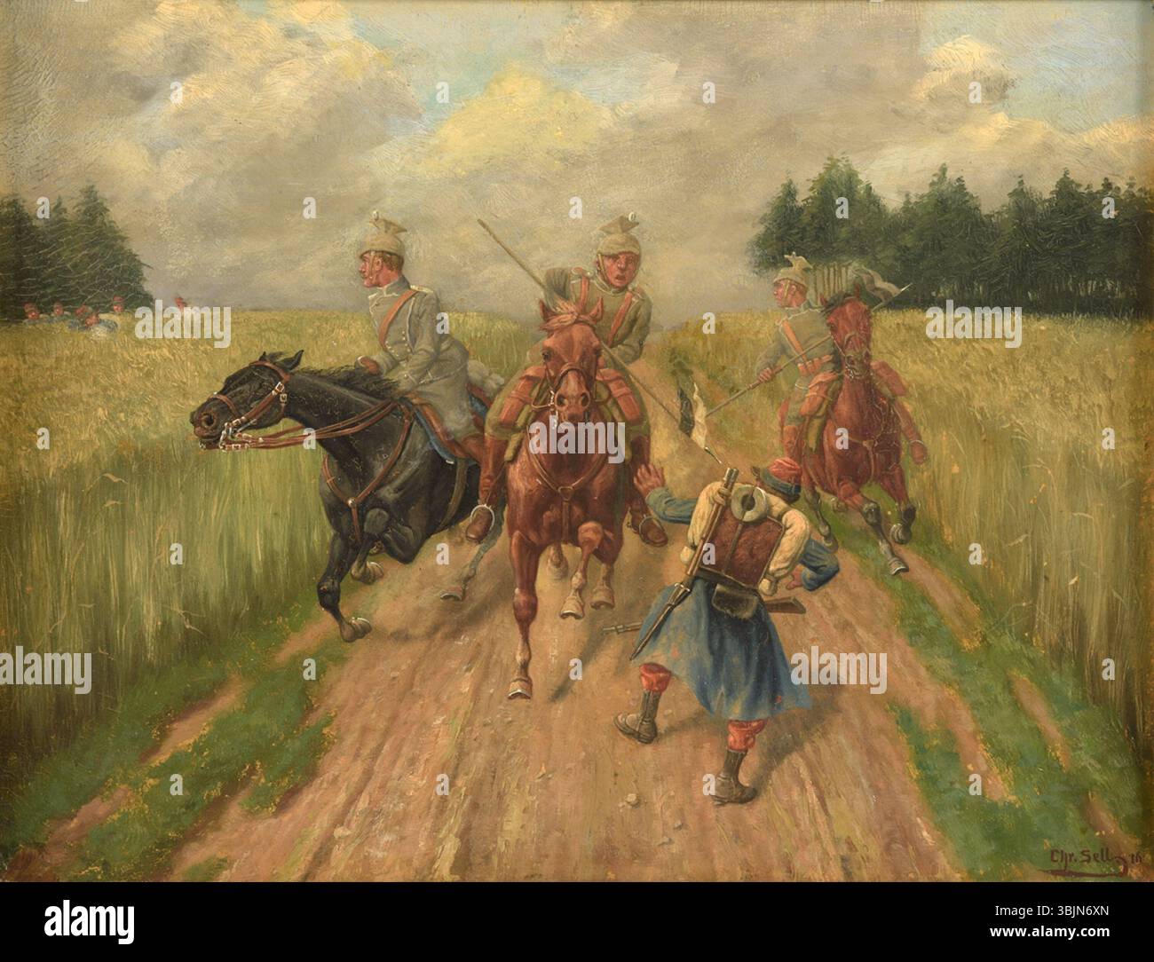 Military scene painting by Christian Sell the Younger (1854–1925 ...
