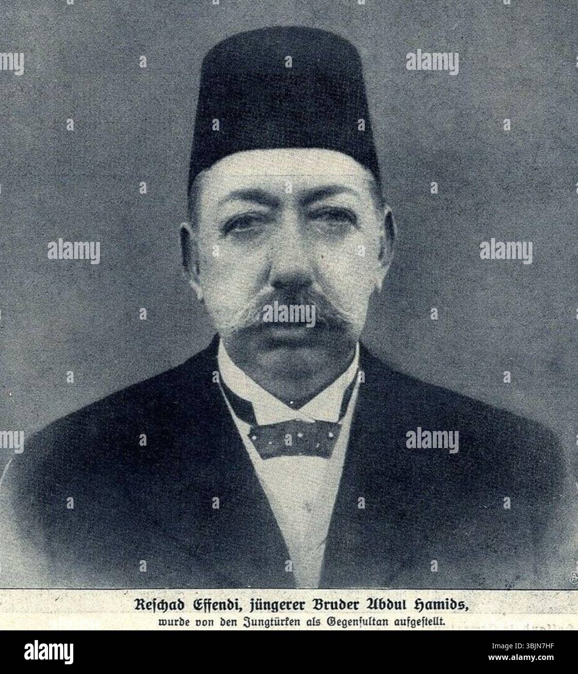 This circa 1909 photograph features Reschad Effendi, the younger ...