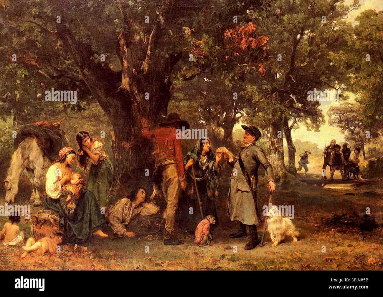 Ludwig Knaus's painting 'Gypsies in the Forest' (oil on canvas ...