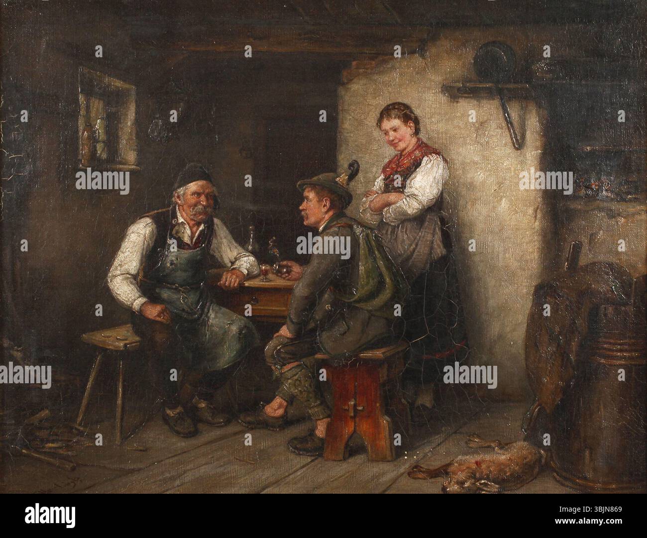 'Jägers Rast' by Albert Müller-Lingke (1844–1930) is an oil painting ...