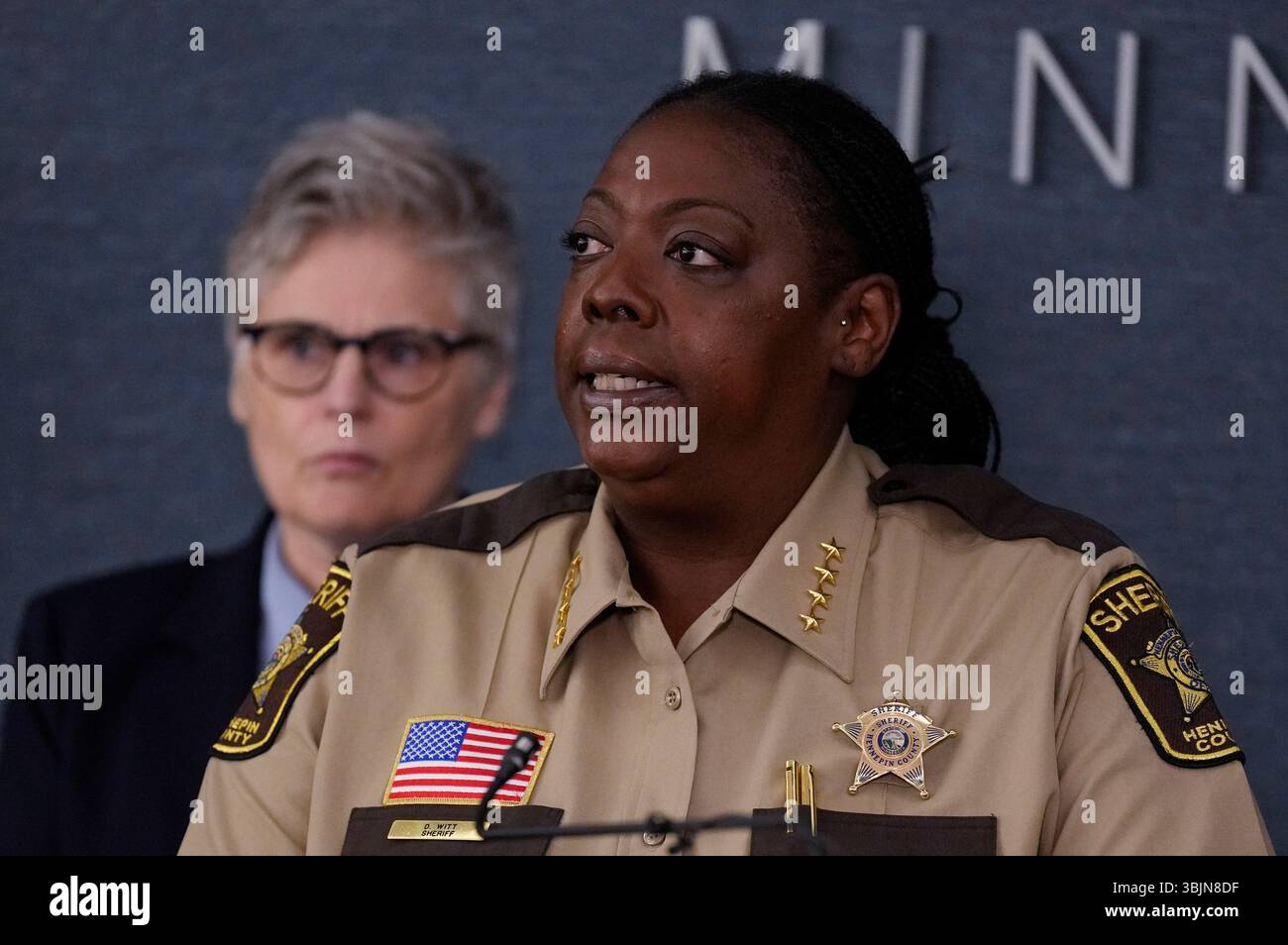 Hennepin County Sheriff Dawanna Witt speaks during a news conference at ...