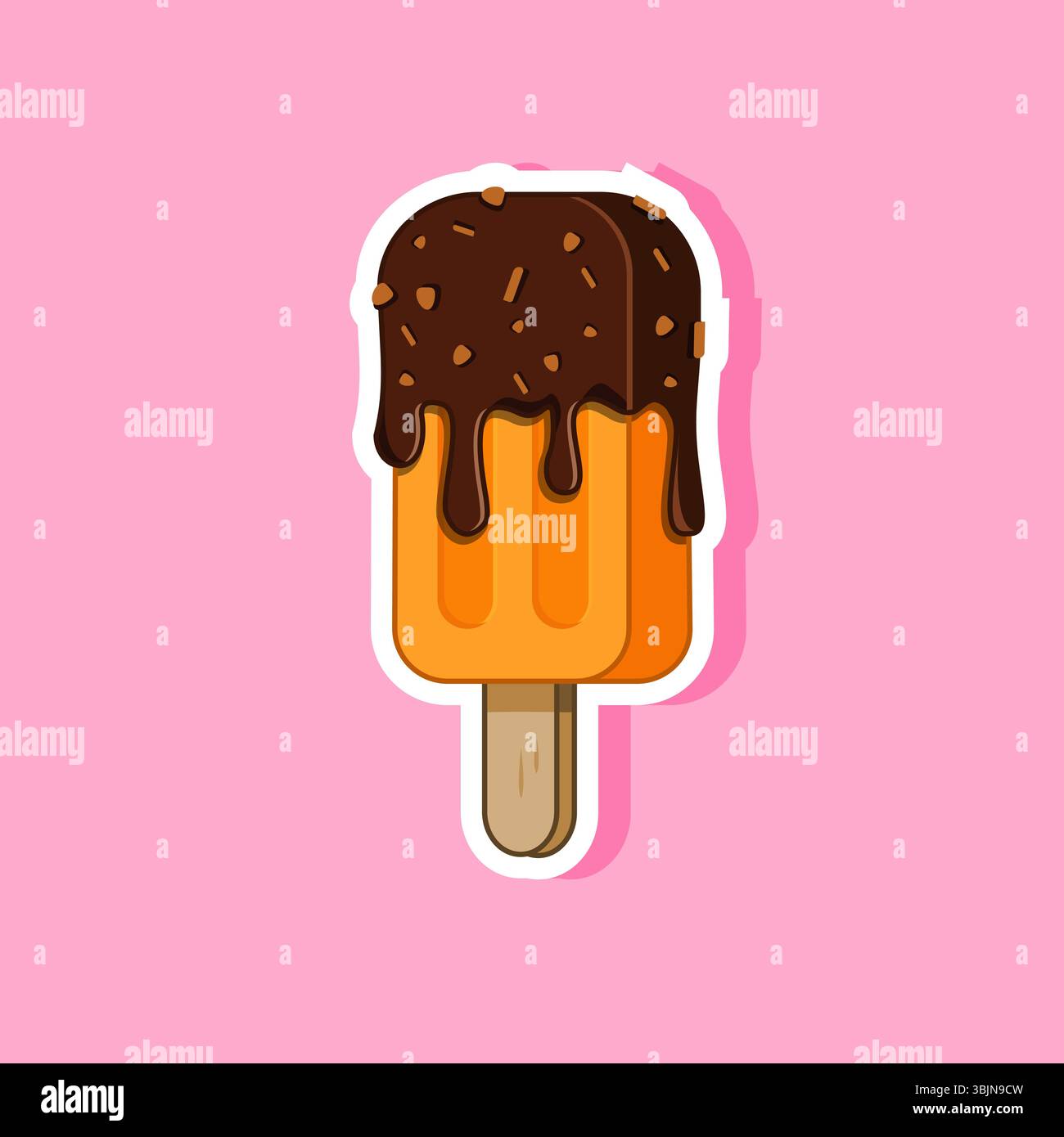 Chocolate Covered Ice Popsicle Sticker Vector Illustration Cartoon ...