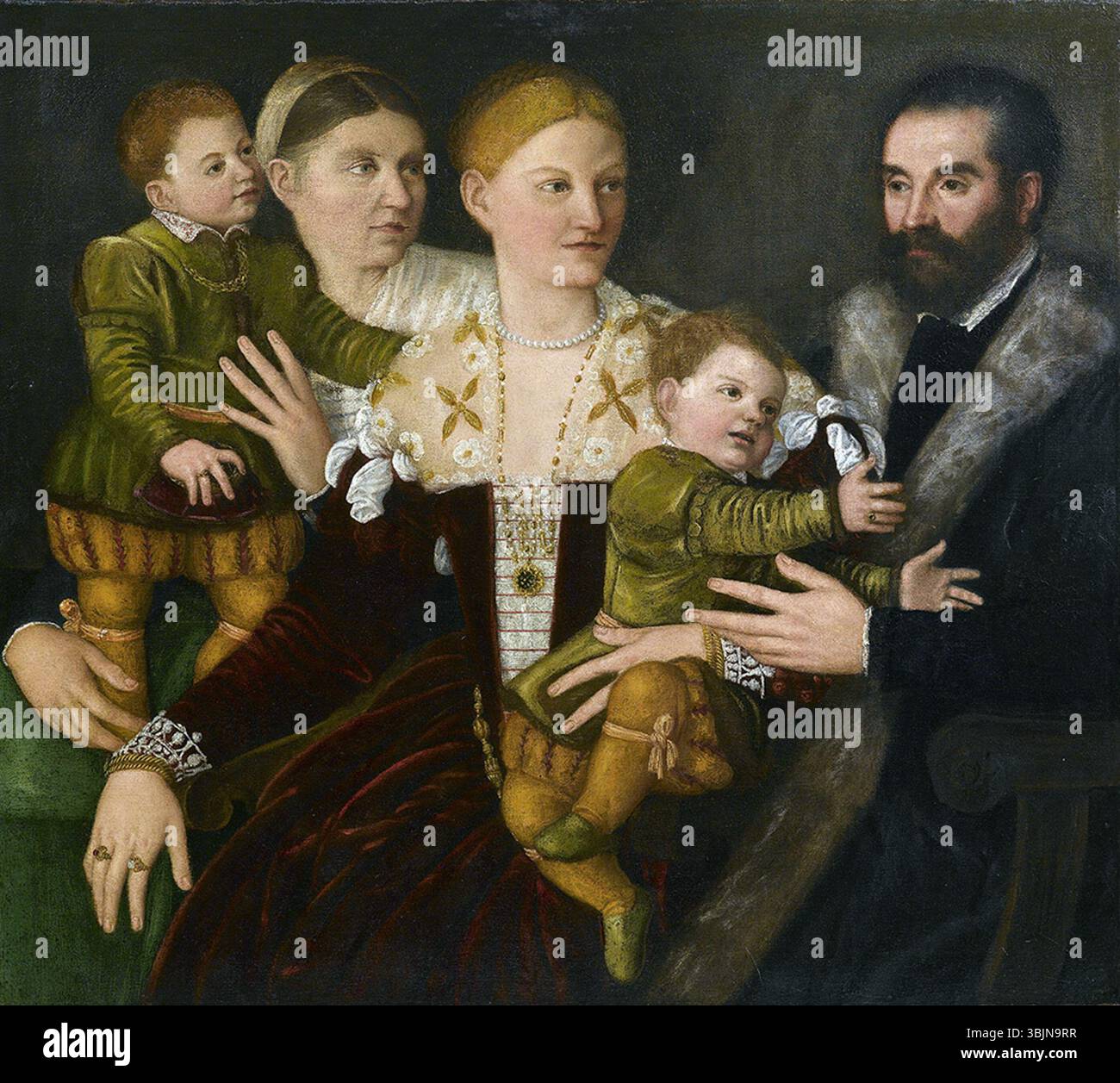 Attributed to Bernardino Licinio, this oil on canvas family portrait ...