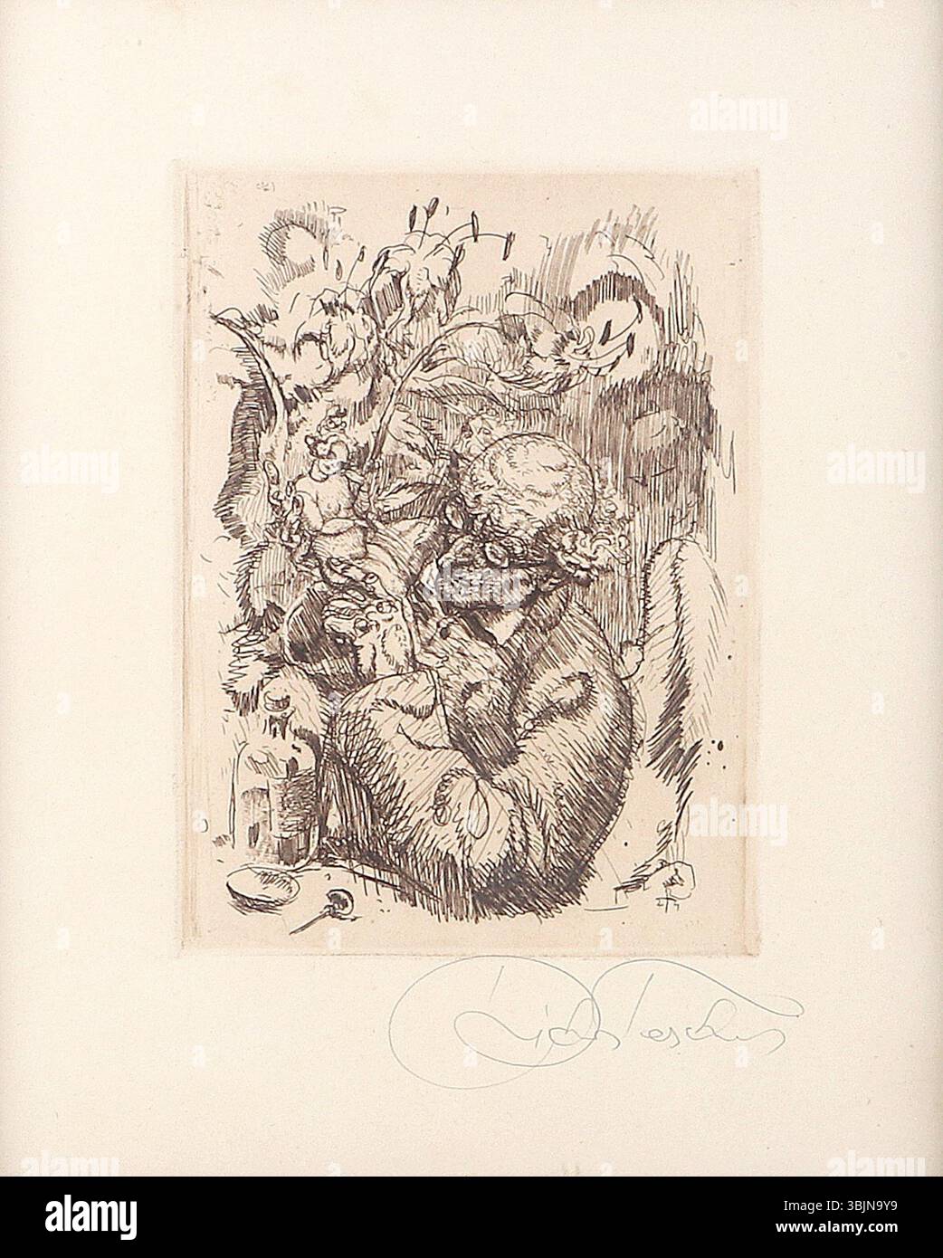 Etching by Richard Teschner created before 1948. The print measures 19 ...
