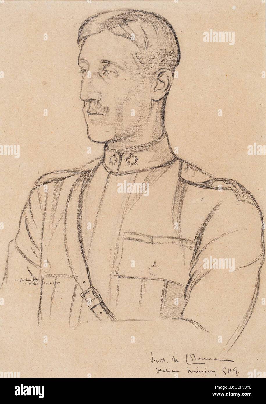 William Rothenstein’s 1918 chalk drawing of Lieutenant M. Colonna, also ...