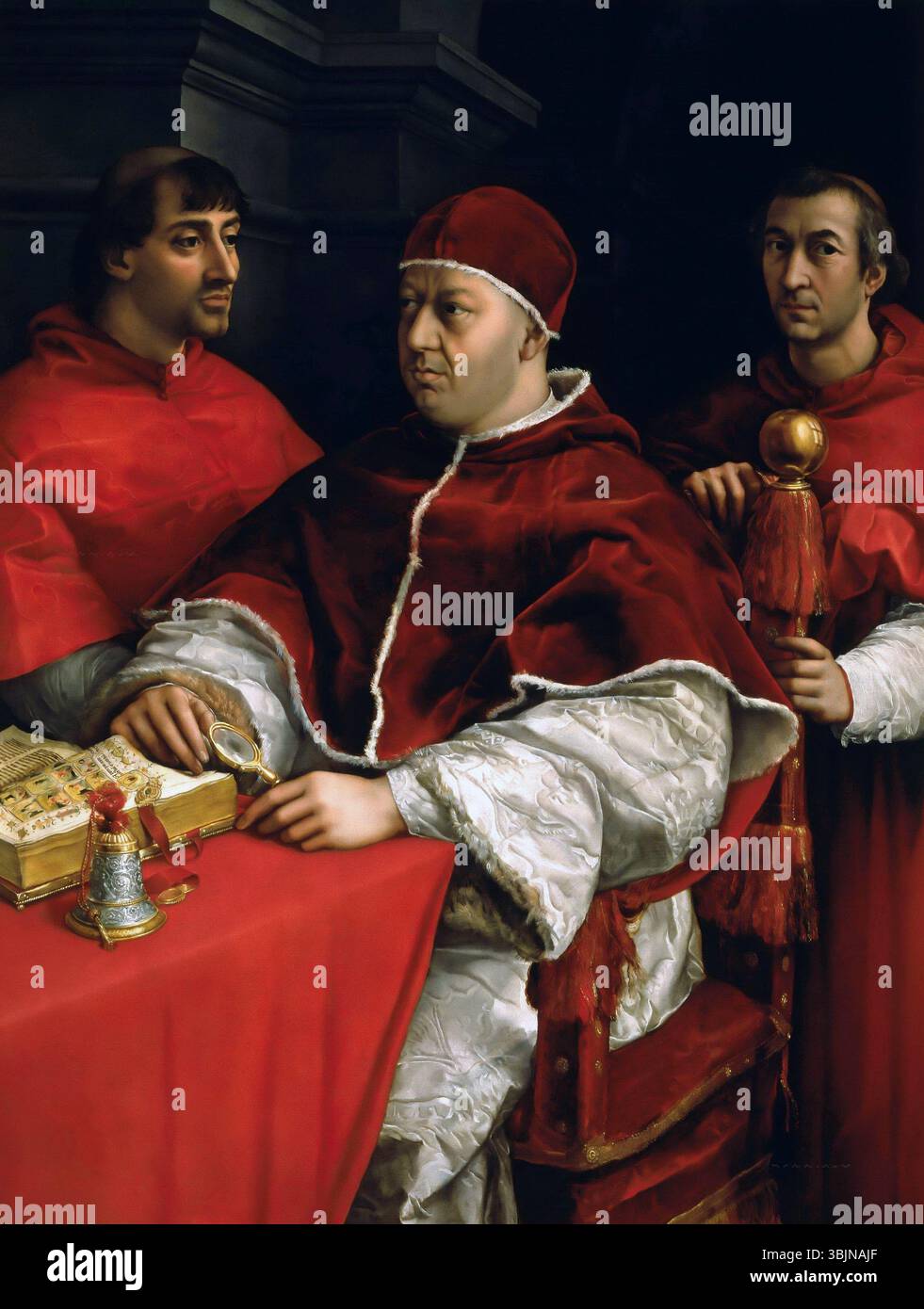 Raphael's 1518 painting 'Portrait of Pope Leo X and his cousins ...