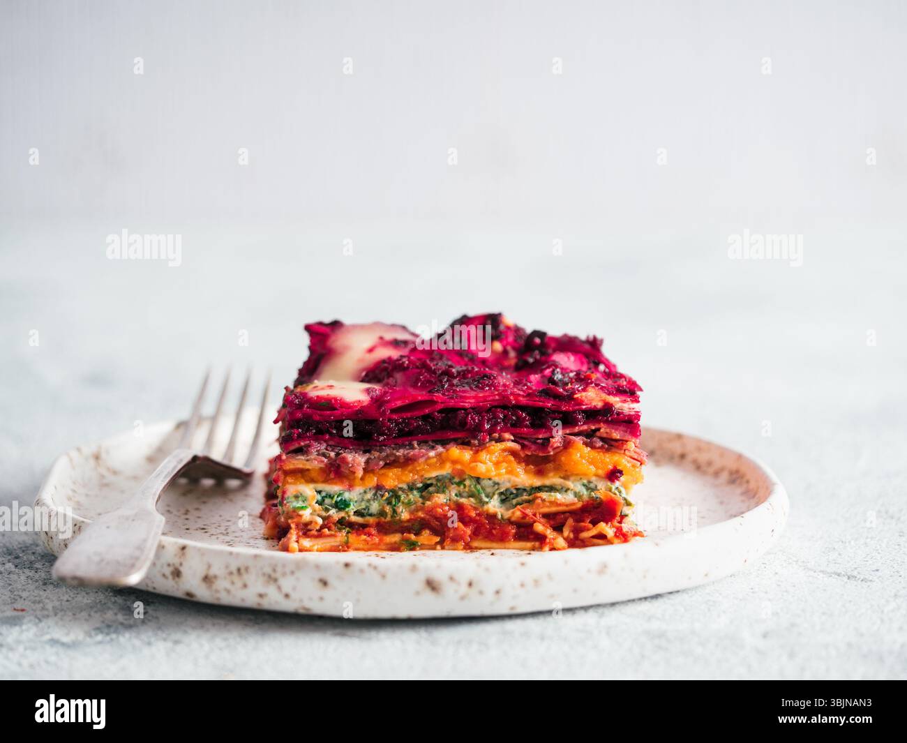 Vegetable Packed Rainbow Lasagne on craft plate.Ideas and recipes for ...