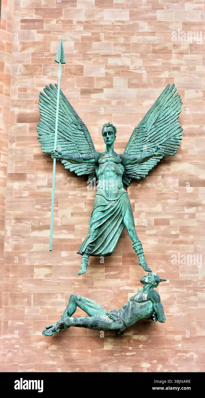 Michael, an Archangel defeats Lucifer, the devil, a sculpture by ...