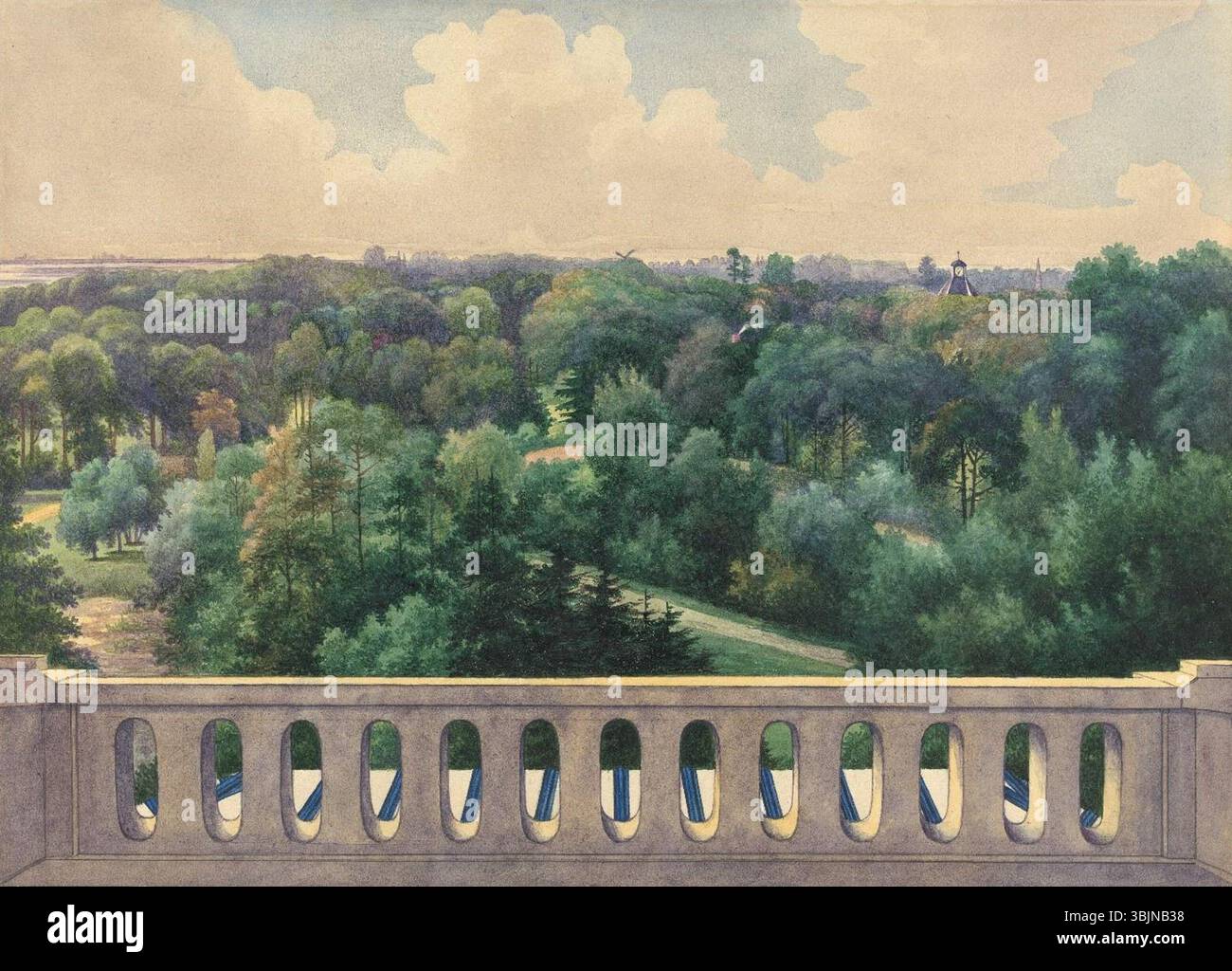 This circa 1839 watercolor by Gerrit Jan Schouten features a southeast ...
