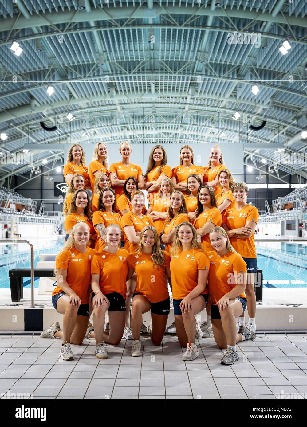 EINDHOVEN - A group photo of the Dutch water polo players during a ...