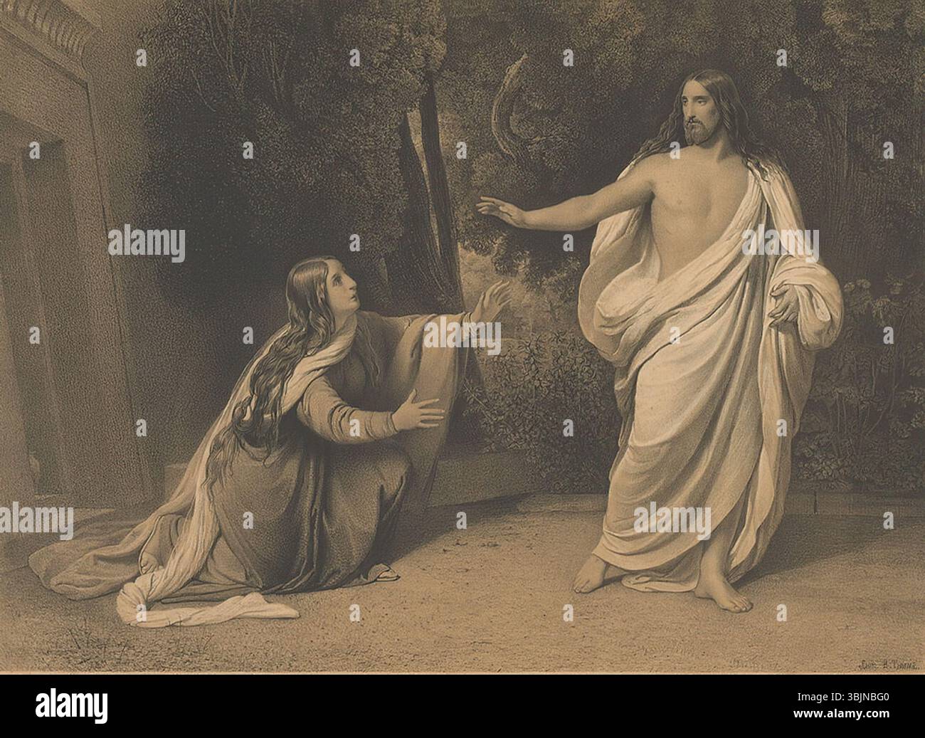 'The Savior's Appearance to St. Mary Magdalene' is a lithograph created ...