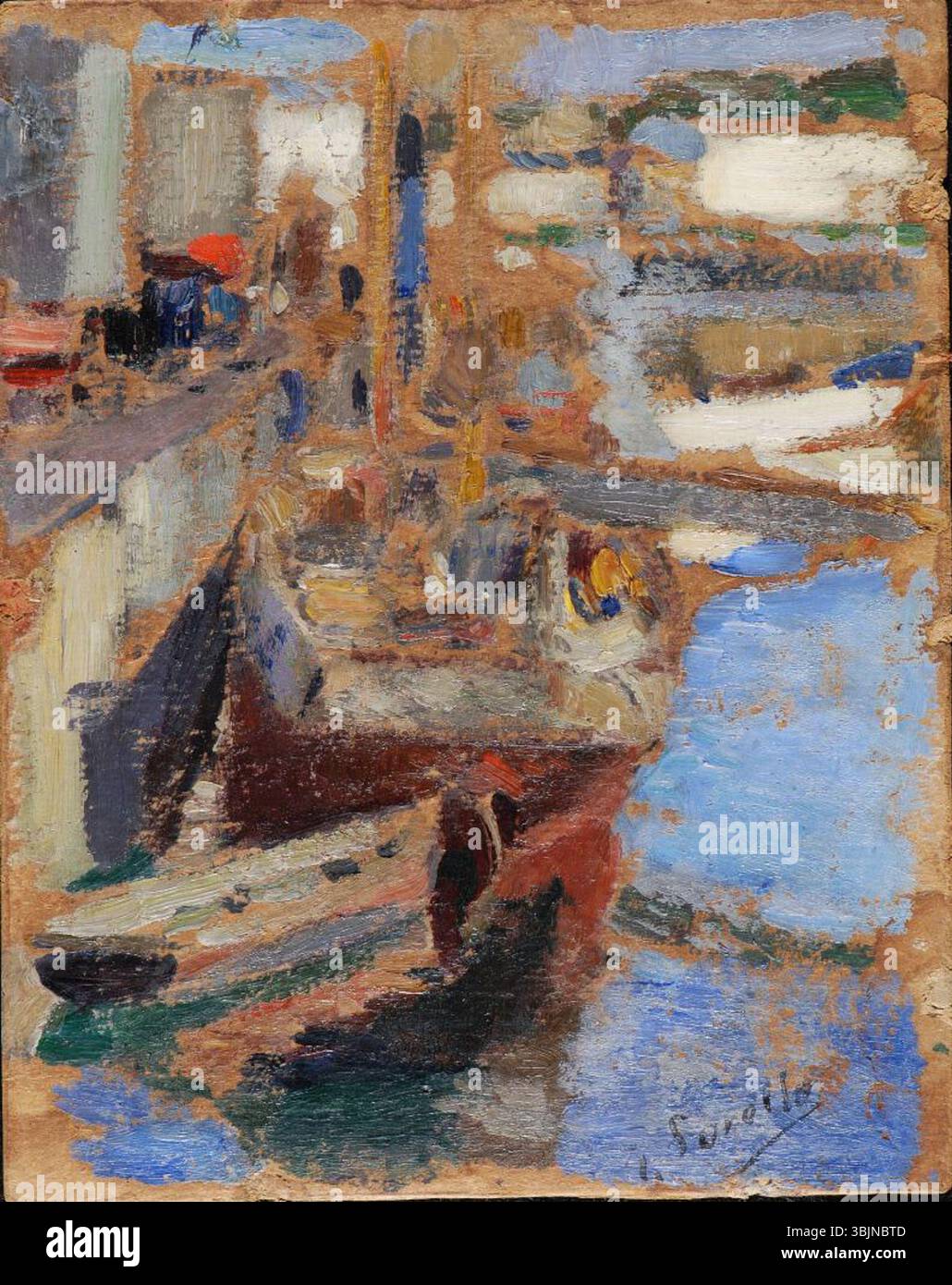 Two Boats at Dock is a circa 1900 oil on canvas painting by Joaquín ...