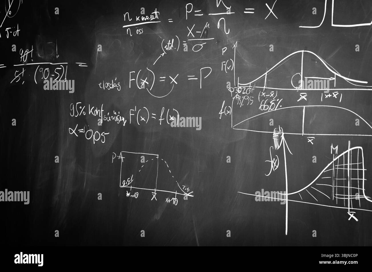 Black and white chalk board with formulas Stock Photo - Alamy