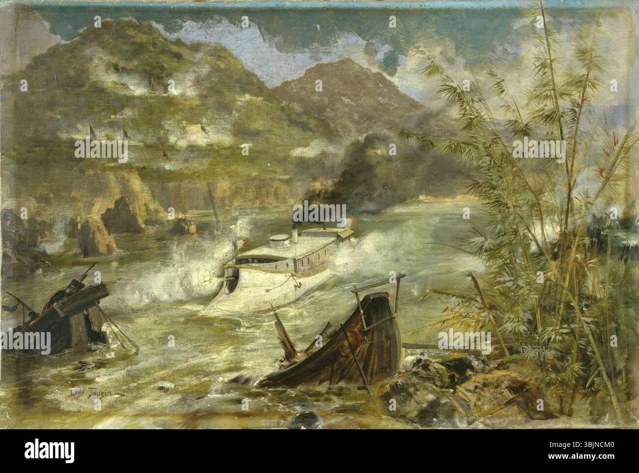 Louis Tauzin's 1886 painting 'Revolver, canonnière type Farcy' depicts ...