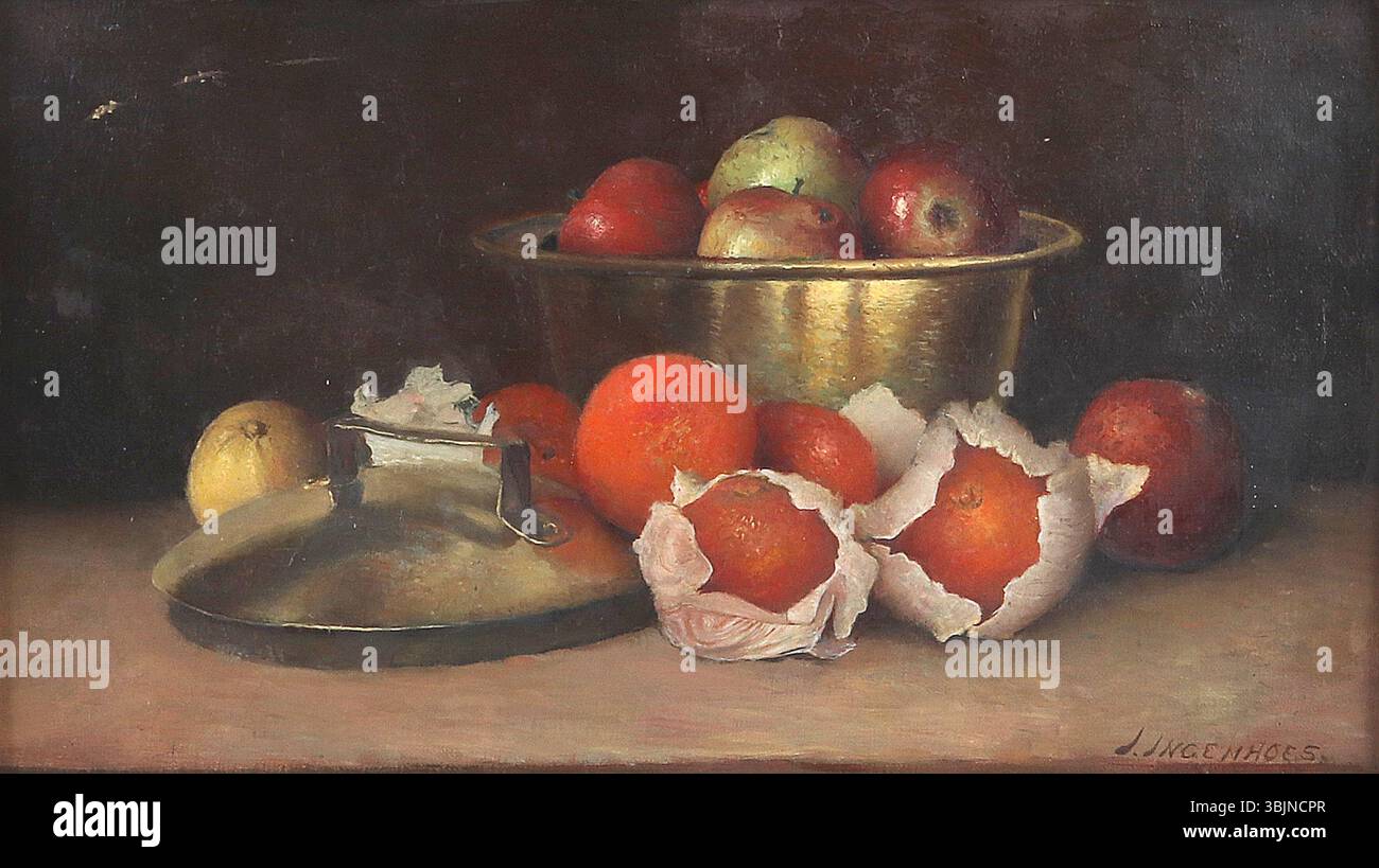 Jan Ingenhoes' "Obststillleben" (still life of fruit) is an oil ...