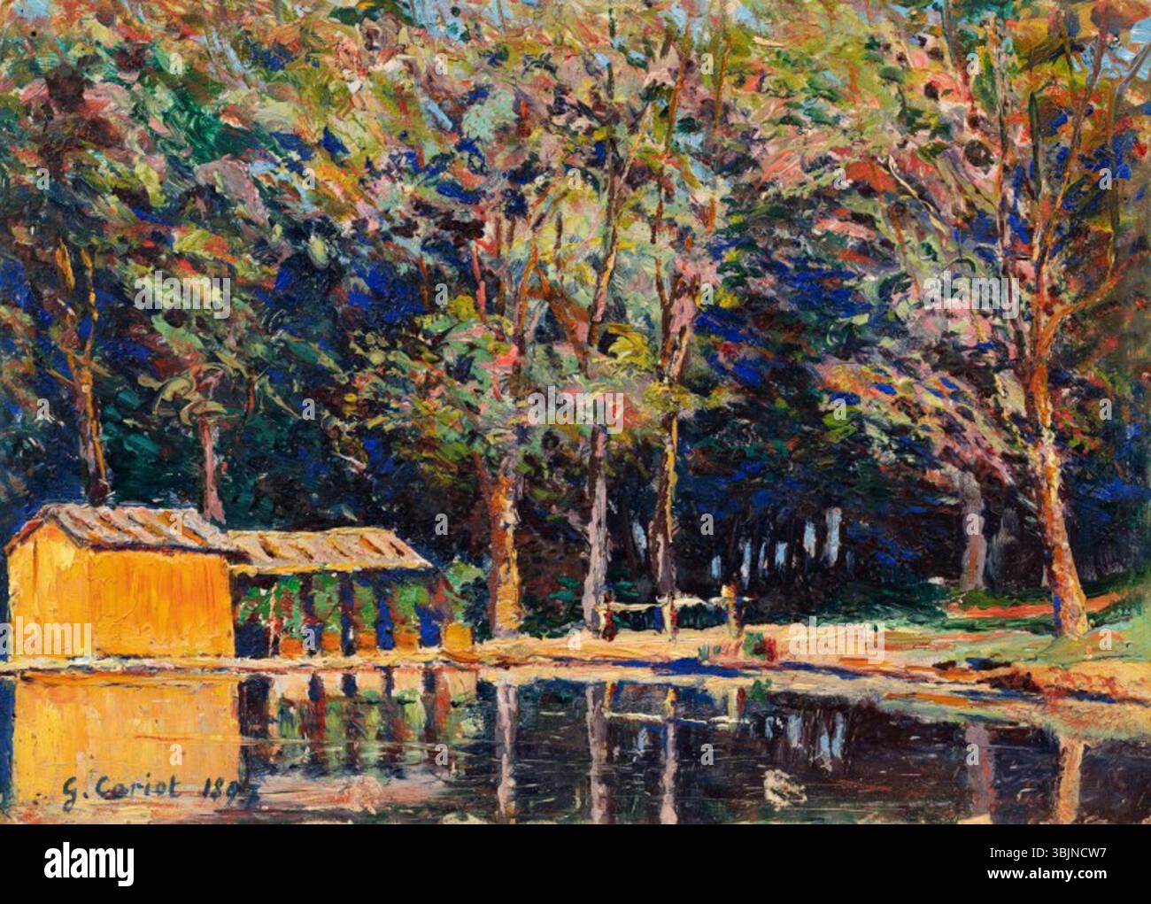 Gustave Cariot’s 1897 painting titled *Etude à Charenton* depicts a ...