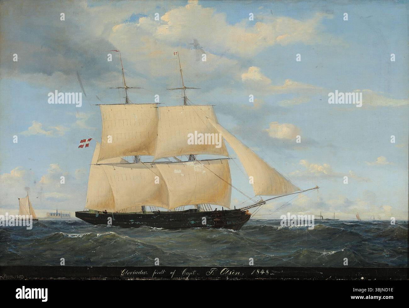 Carl Julius Emil Olsen’s 1853 oil on canvas painting is a ship portrait ...