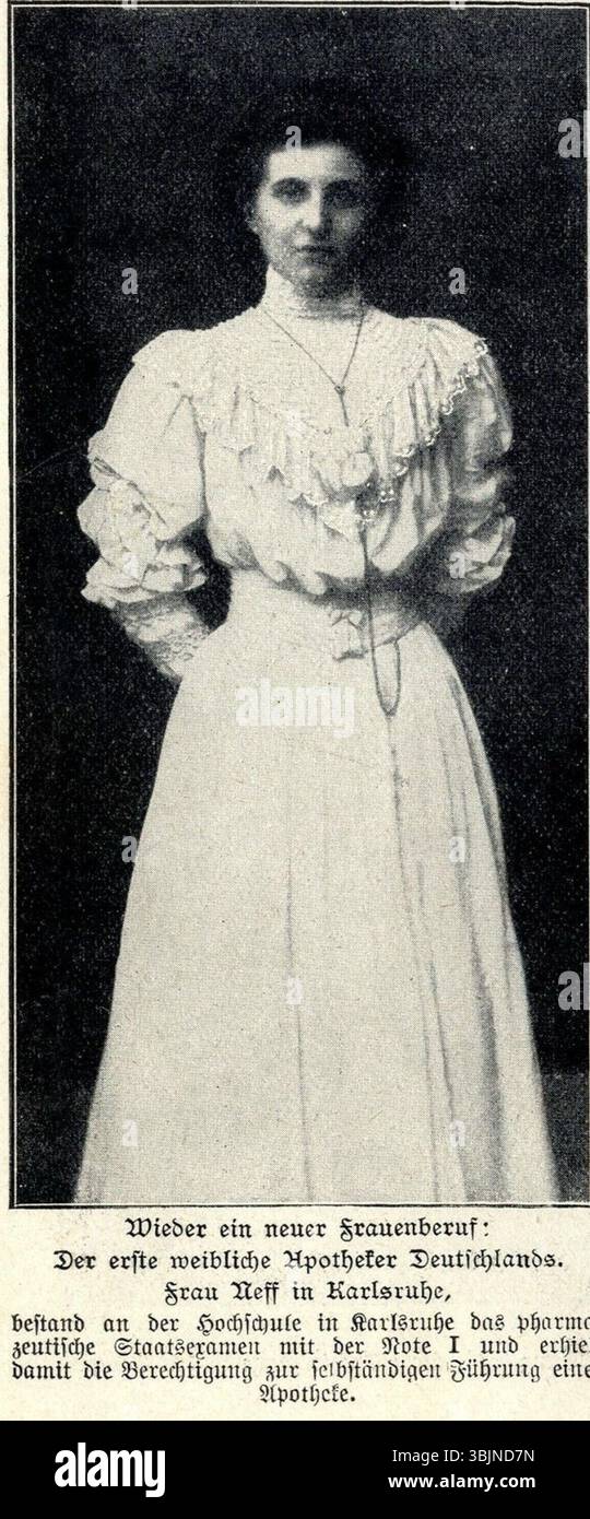 The photograph from 1906 portrays Frau Neff, the first female ...