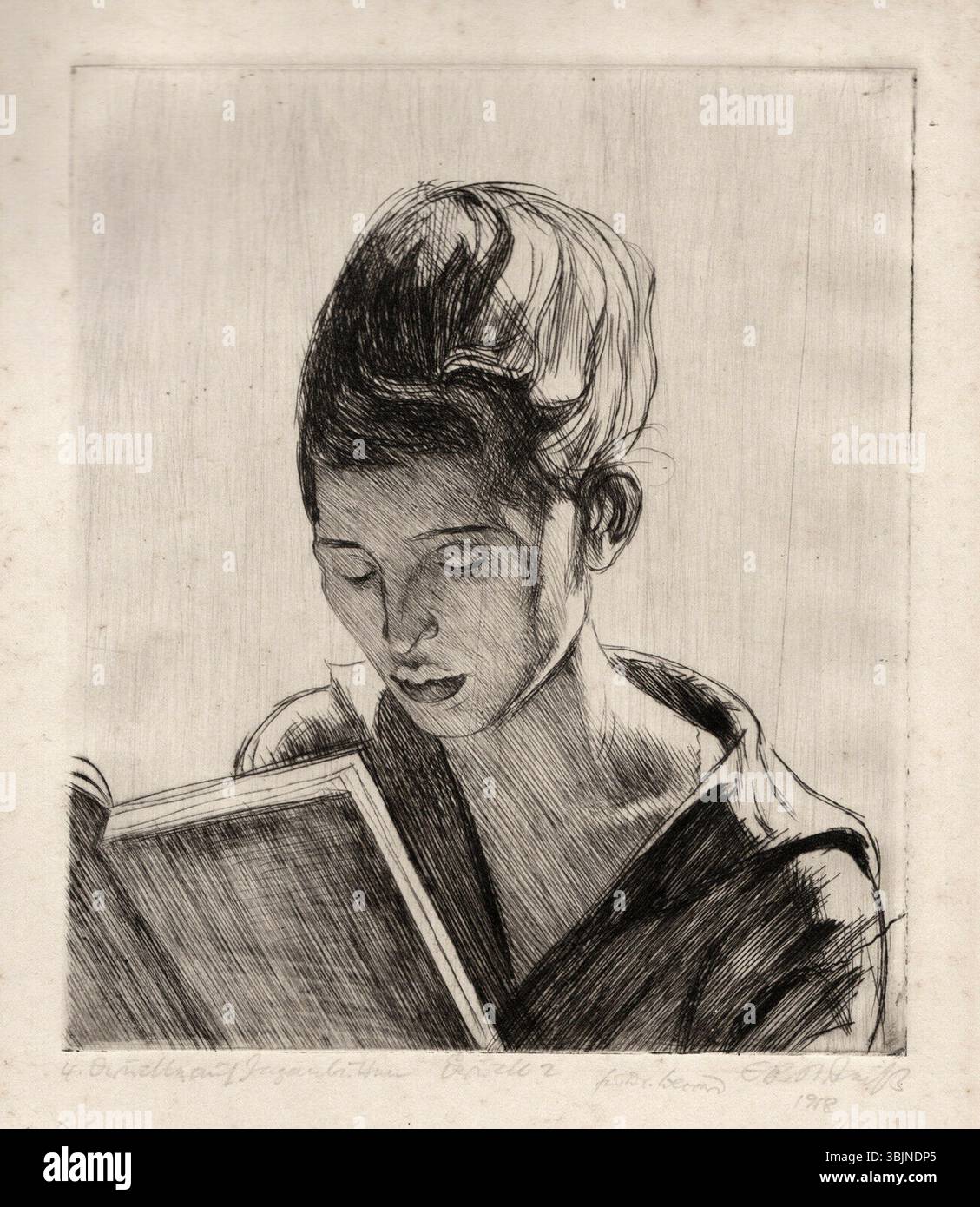 Emil Rudolf Weiß’s 1918 etching 'Lesende' (Reading) depicts Renée ...