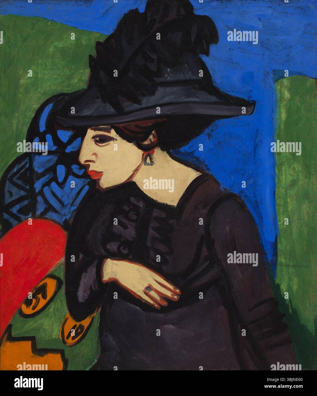 Ernst Ludwig Kirchner (1880–1938) painted 'Dodo with a Feather Hat' in ...