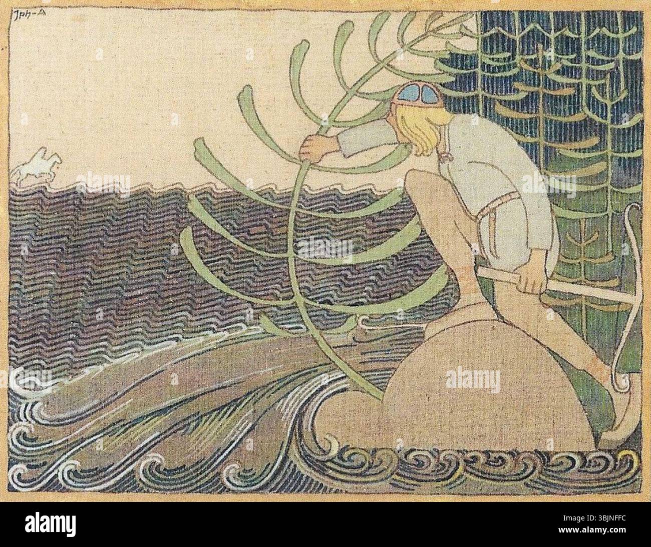 Joseph Alanen's painting *Revenge of Joukahainen* (1919-1920) depicts a ...