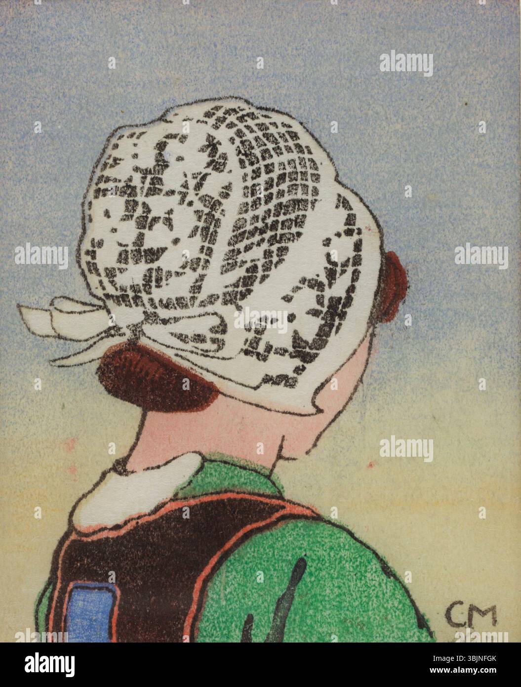 Carl Moser's 'Bretonisches Mädchen' is a color woodcut on Japanese ...