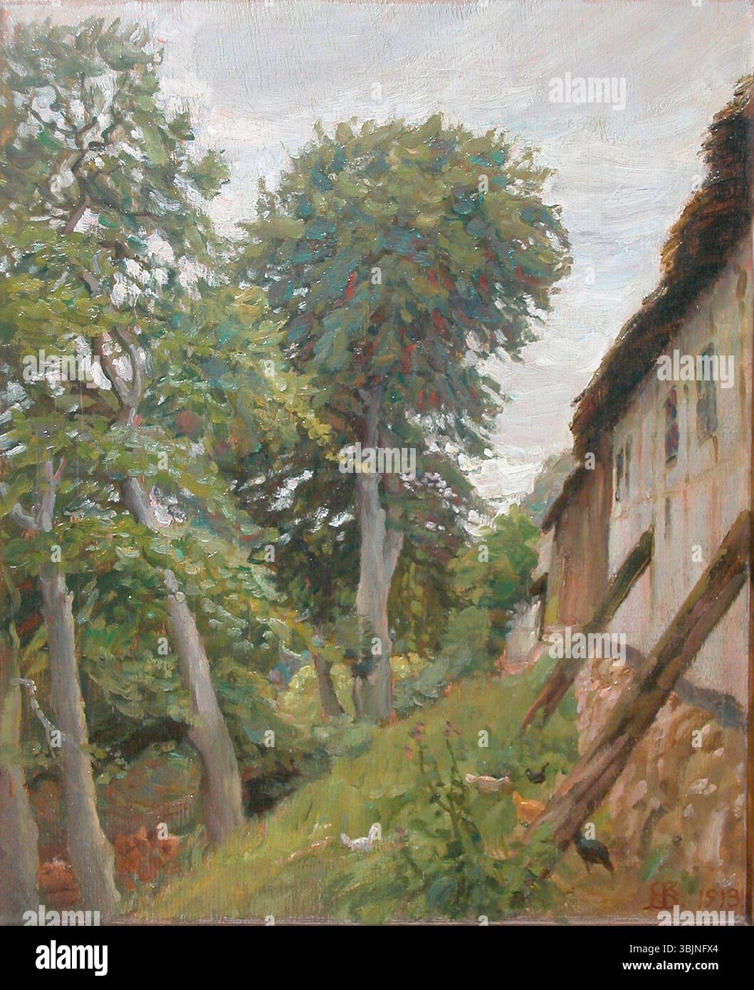 Niels Skovgaard’s 1913 painting depicts a farmhouse exterior, complete ...