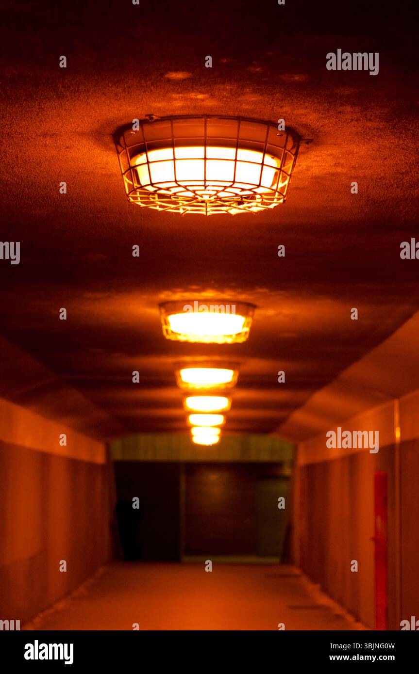 Old metro underpass with glowing lights Stock Photo - Alamy