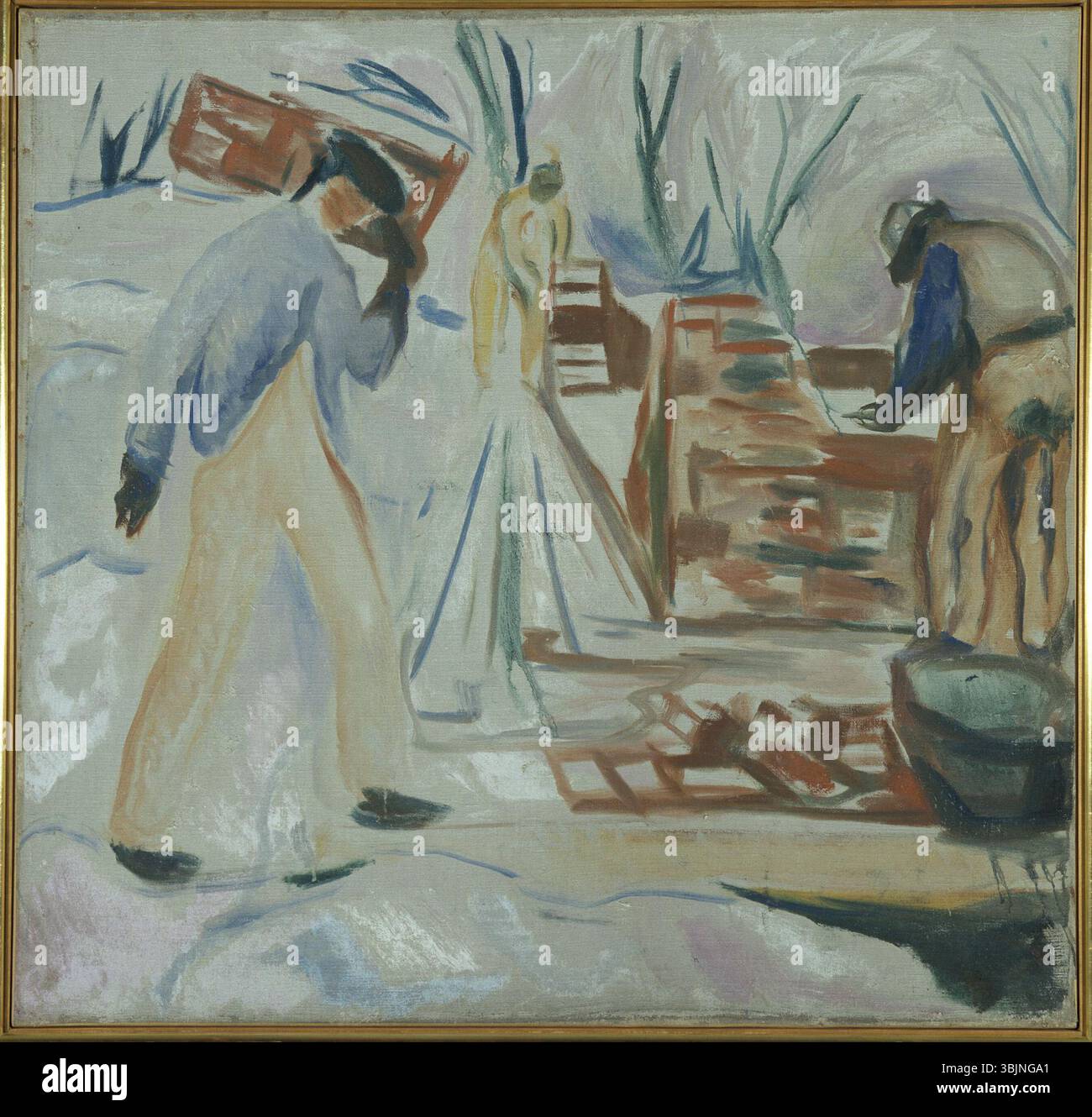 'Hodman at Work on the Studio Building' (1920) by Edvard Munch portrays ...