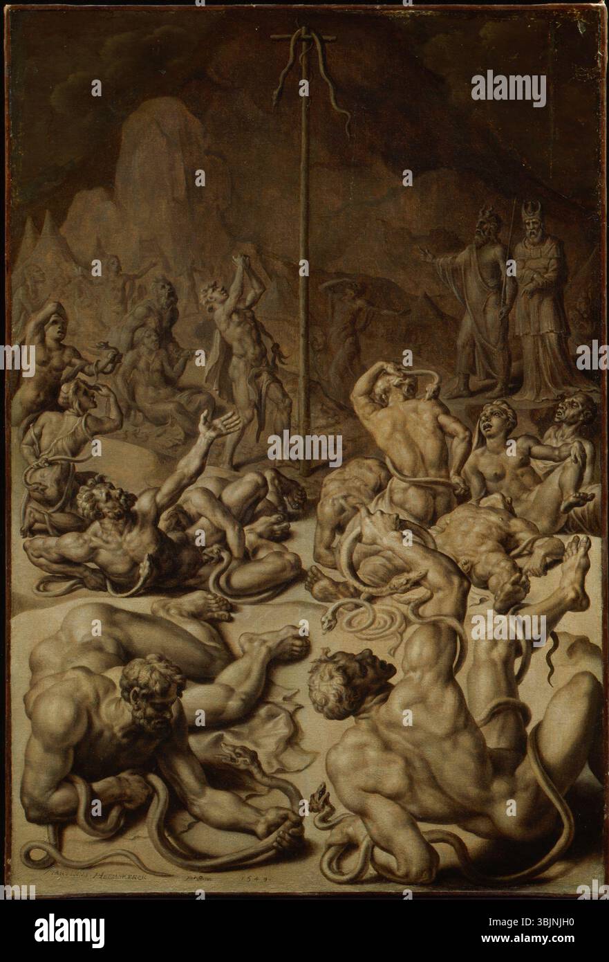 Maarten van Heemskerck's 'The Brazen Serpent' (1549) illustrates the ...