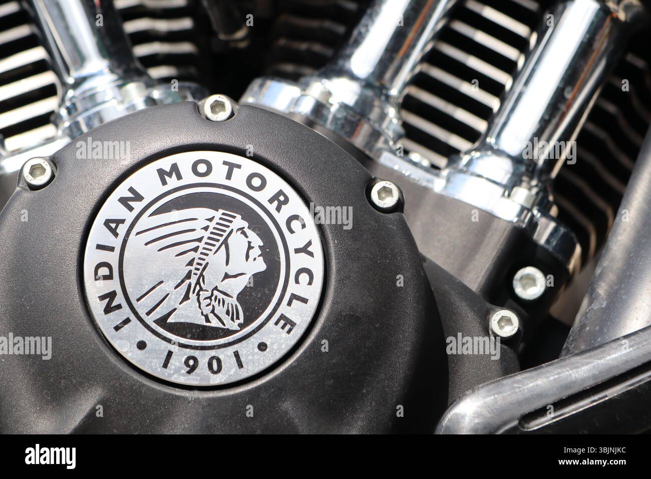 09.3.2025 Moldova A CloseUp View of the Iconic Indian Motorcycle Engine ...