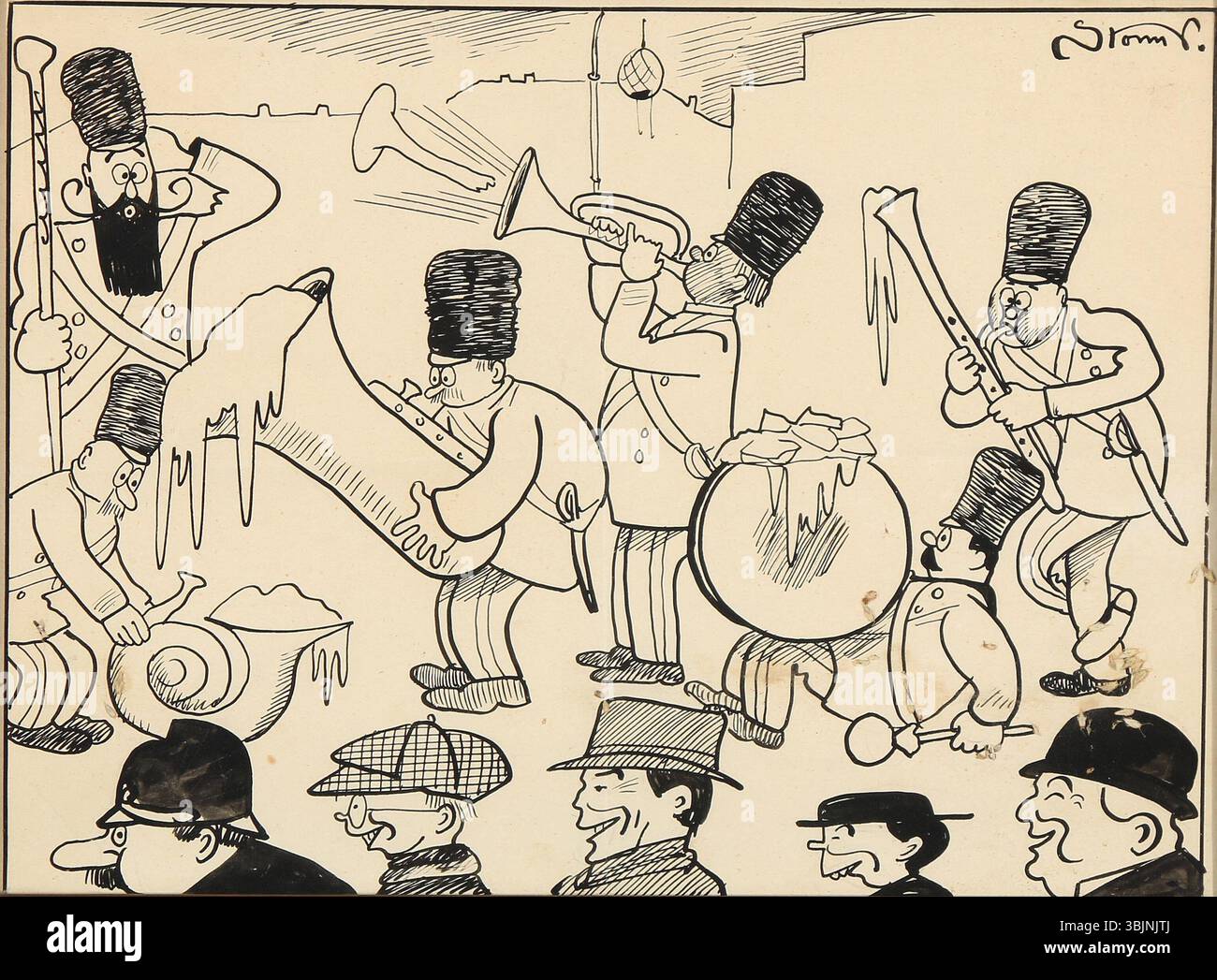 Drawing titled 'Musicians in Frost' by Danish artist Robert Storm ...