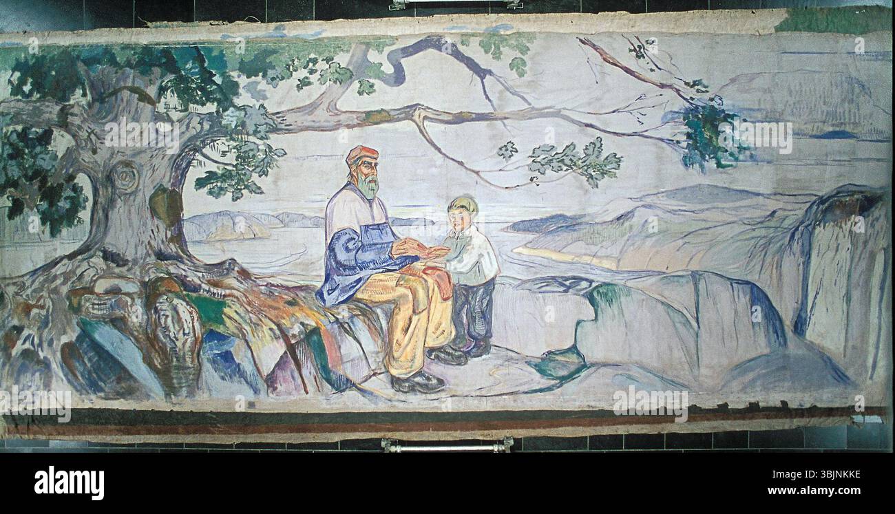 Edvard Munch’s oil on canvas painting 'History,' created between 1910 ...