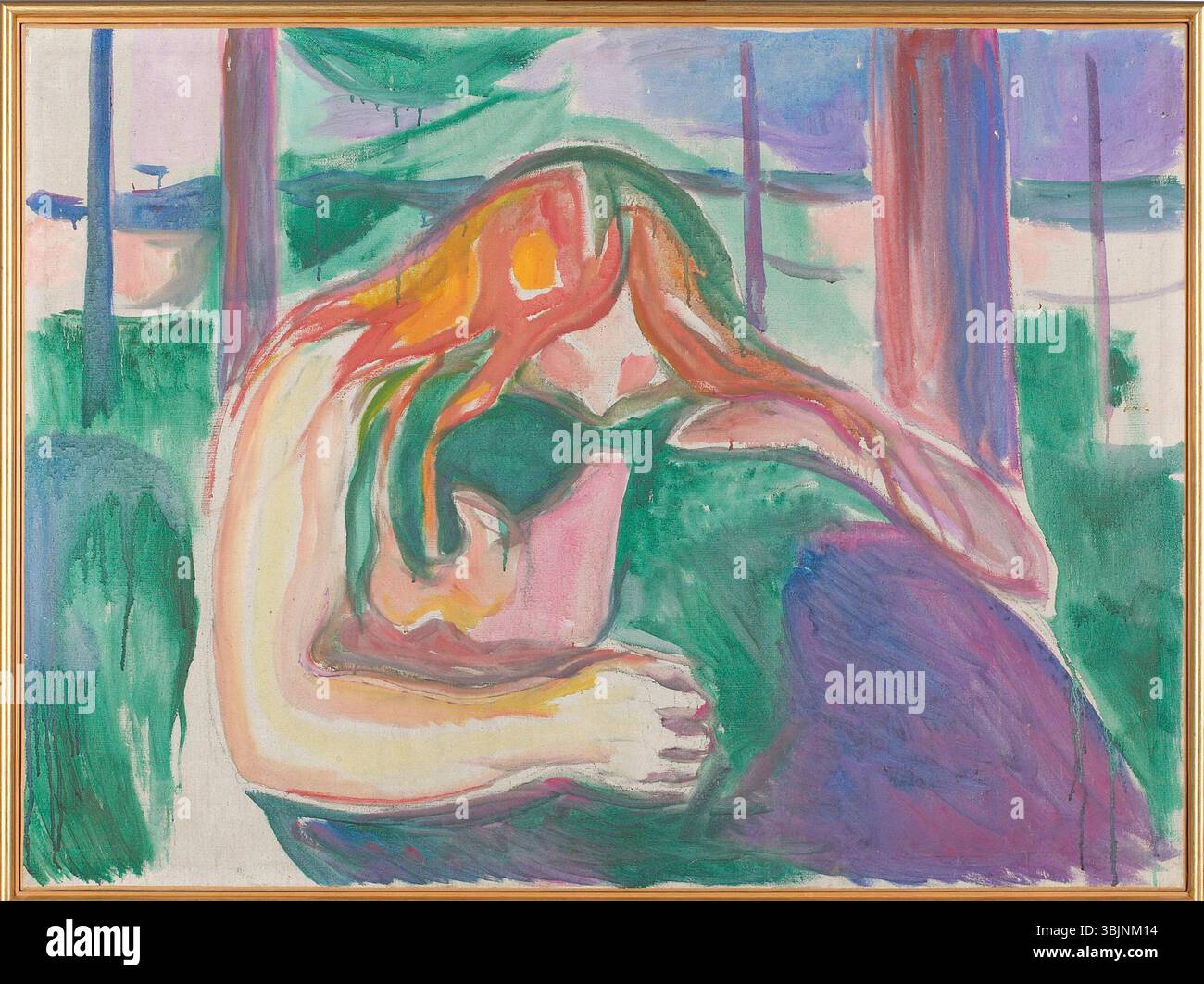 *Vampire* (1916–1918) by Edvard Munch is an evocative oil painting that ...