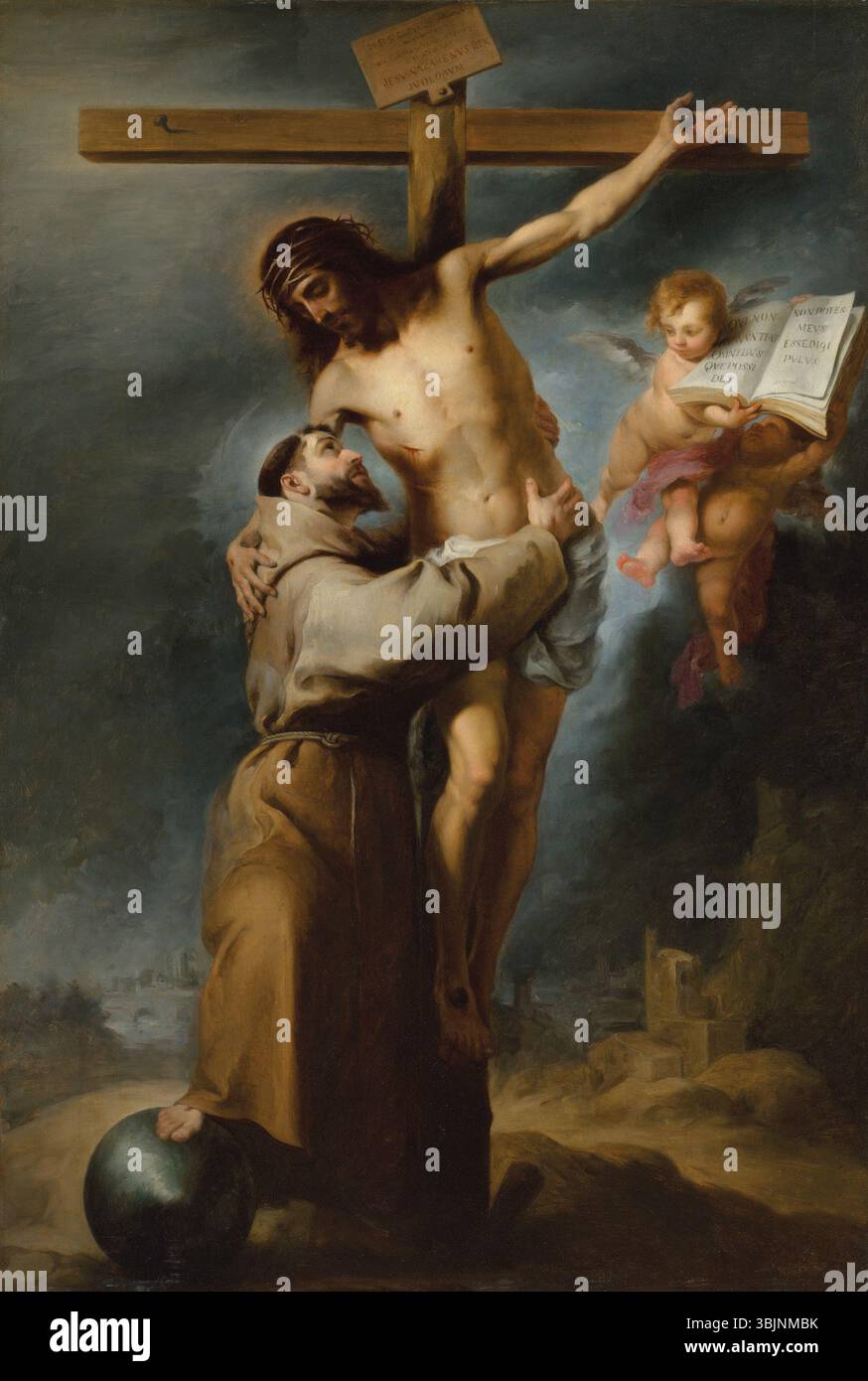'Saint Francis Embracing Christ on the Cross' by Bartolomé Esteban Murillo (1617–1682) portrays ...