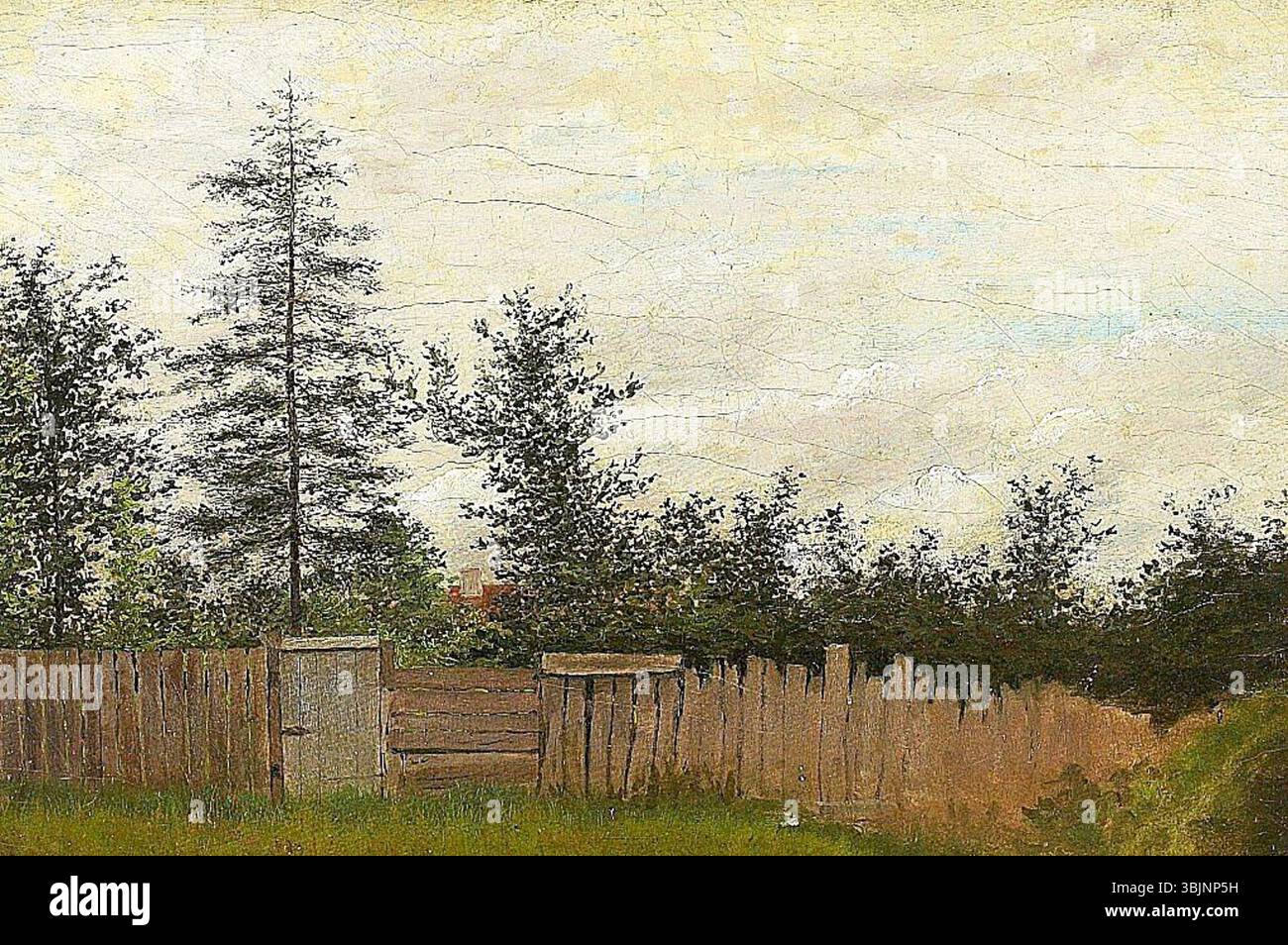 Anton Melbye's 'Garden Exterior with Trees Behind a Fence' (1839 ...