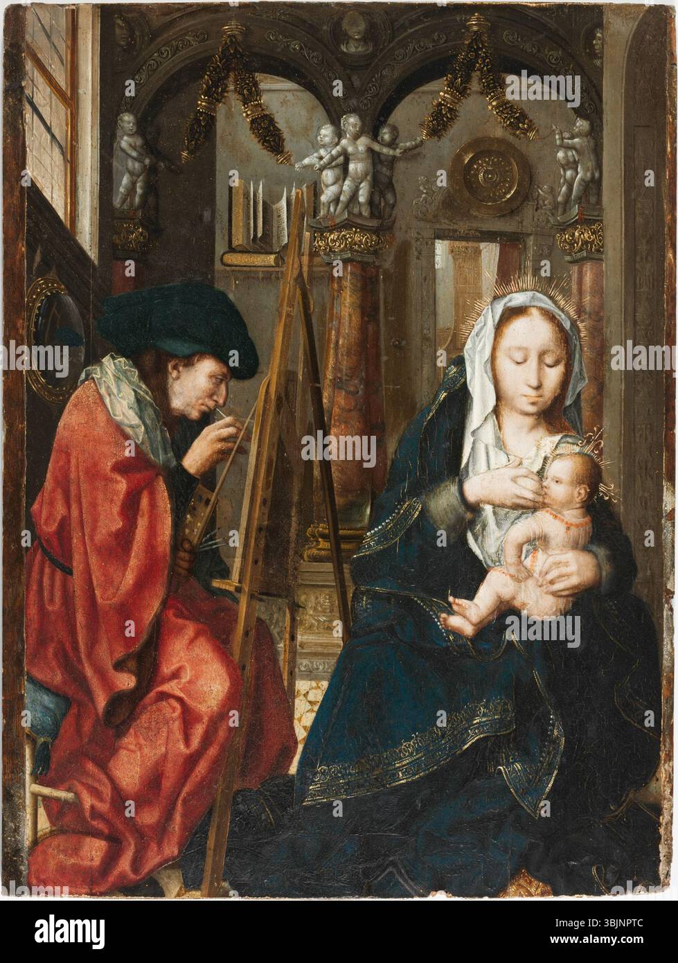 The "Master of the Holy Blood"’s painting, "Saint Luke Painting the Virgin and Child" (1510s ...