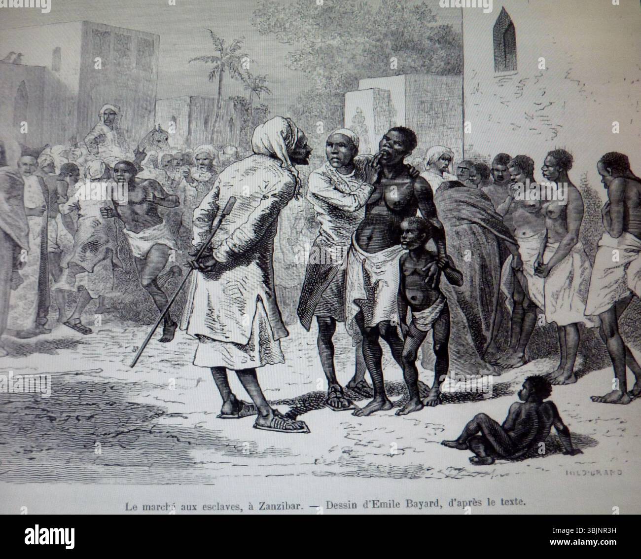 Émile Bayard’s 1860s drawing 'Le marché aux esclaves à Zanzibar' (The ...