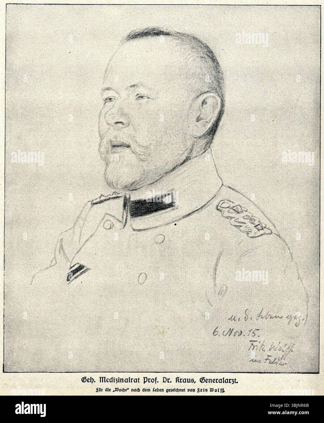 Fritz Wolff’s caricature of Professor Dr. Friedrich Kraus, Generalarzt ...