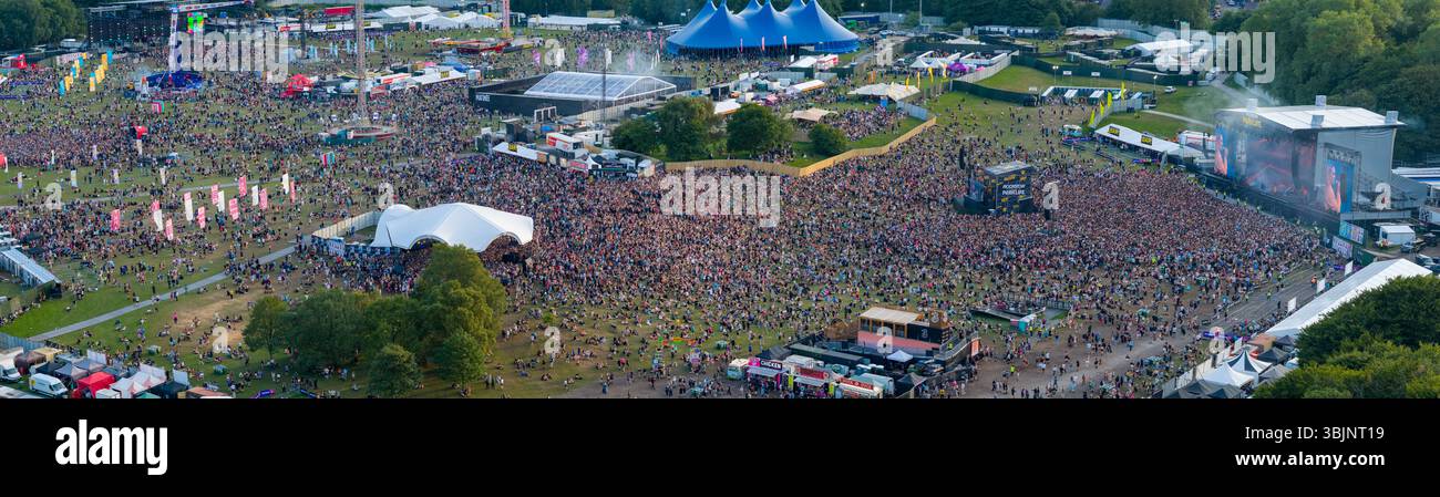 Aerial image of Heaton Park in Greater Manchester with Parklife outdoor ...