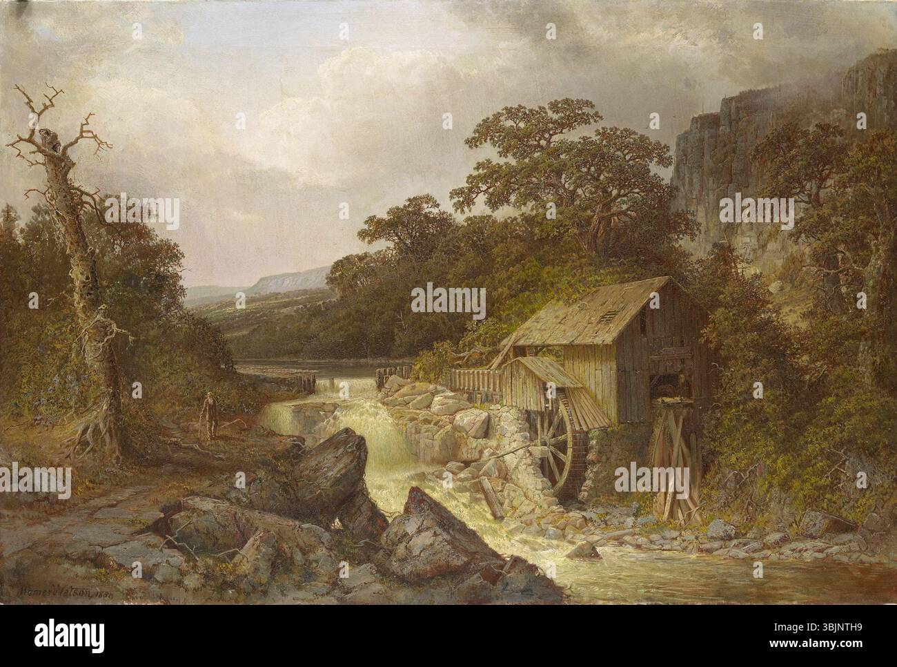 Homer Watson’s *The Pioneer Mill* (1880) depicts a rural mill scene ...