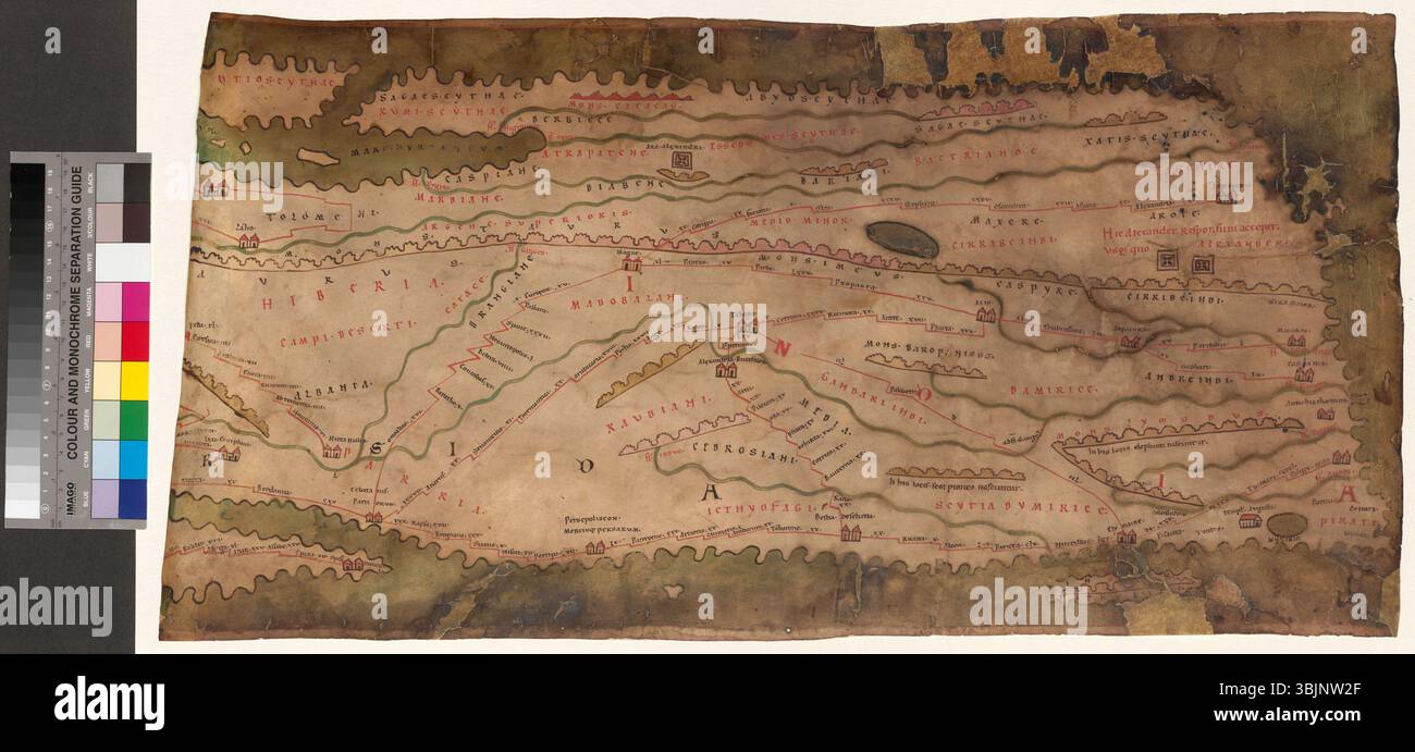 The 12th-century Tabula Peutingeriana, attributed to Konrad Peutinger ...