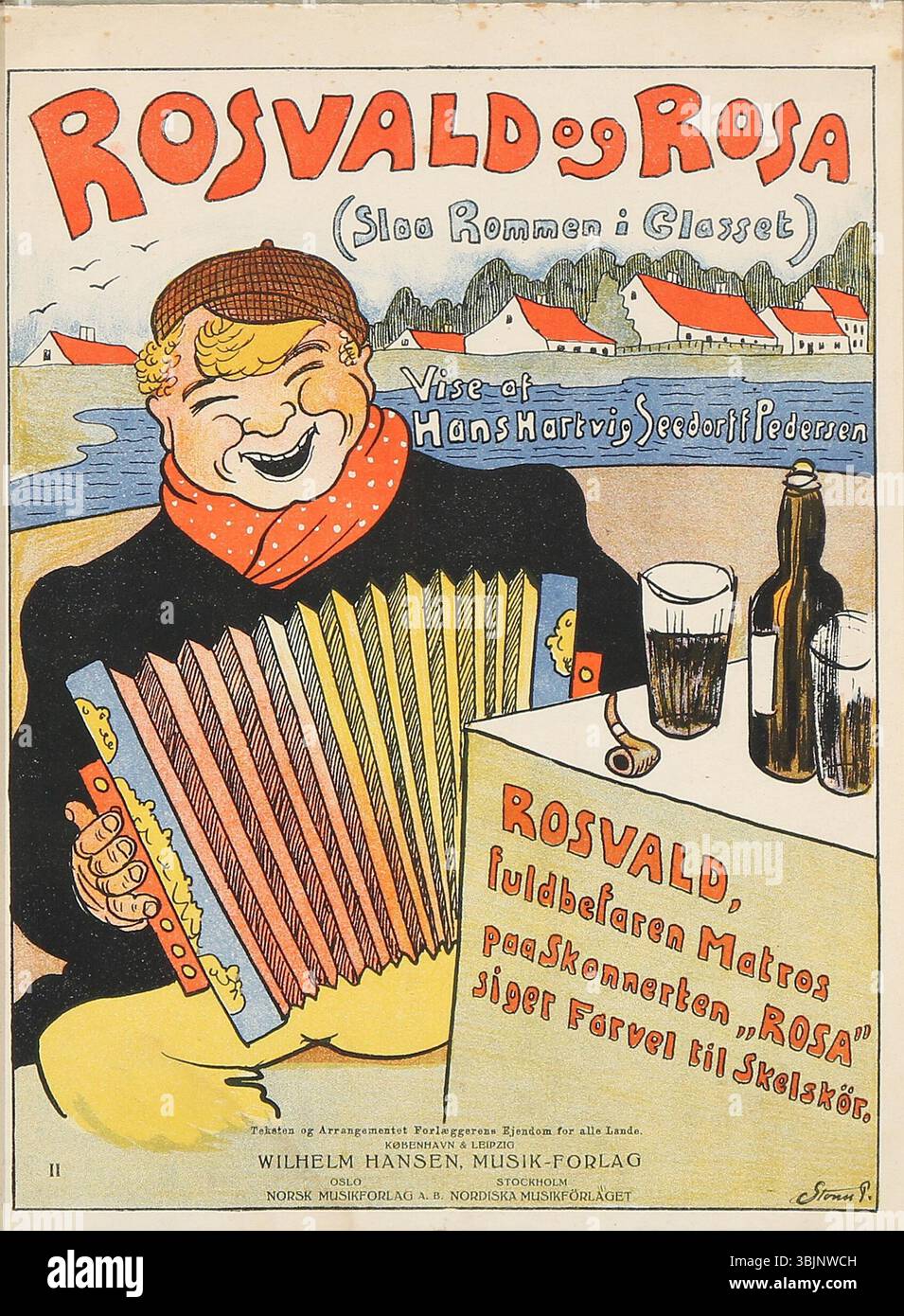 This offset print by Robert Storm Petersen illustrates a humorous scene ...
