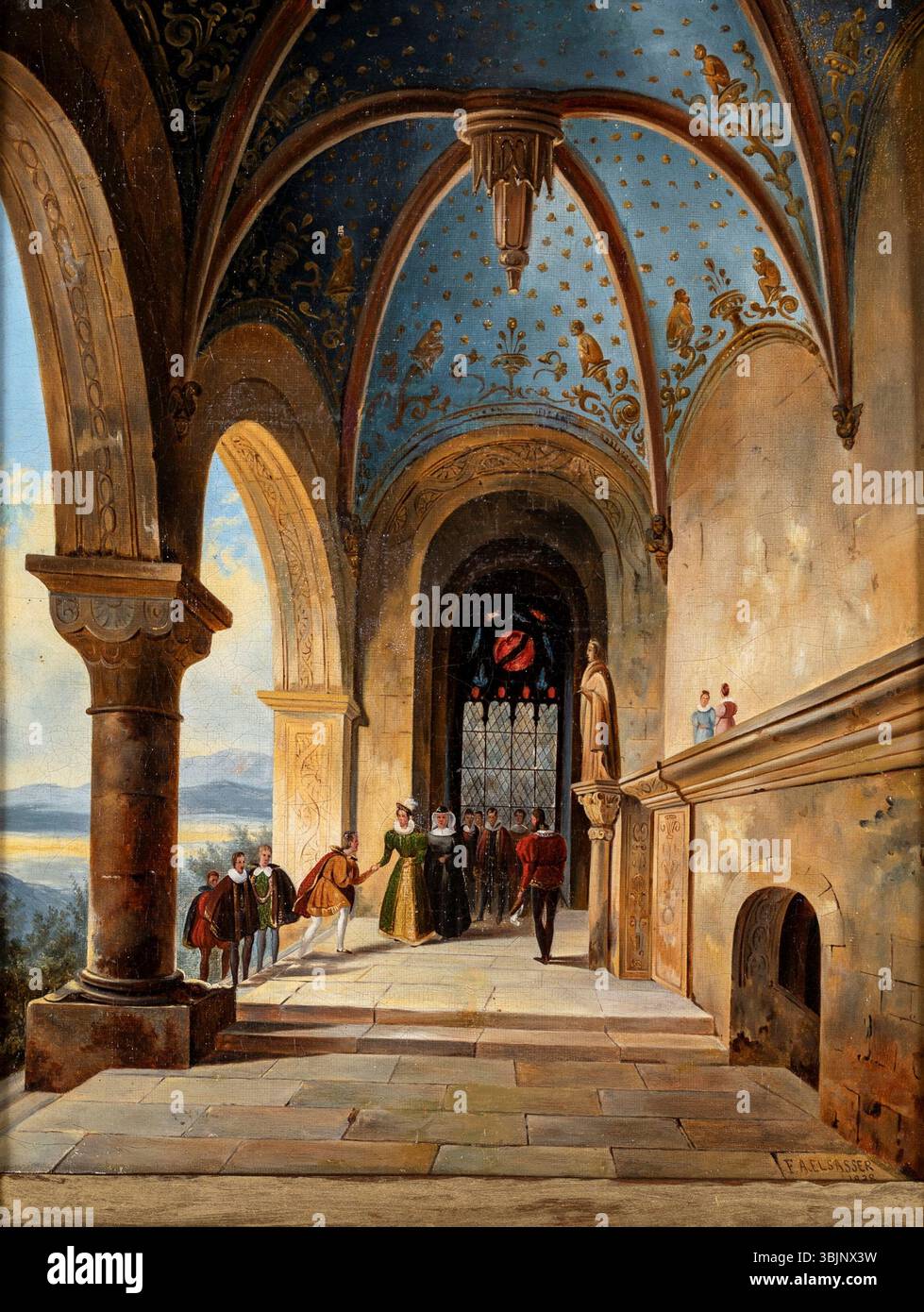 'Portico con Figure' by Friedrich August Elsasser (1810–1845) is an oil ...