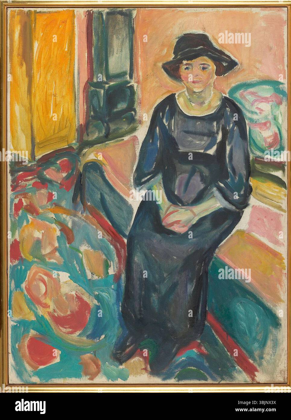 Edvard Munch’s 'Model with Hat, Seated on the Couch' from 1920 portrays ...